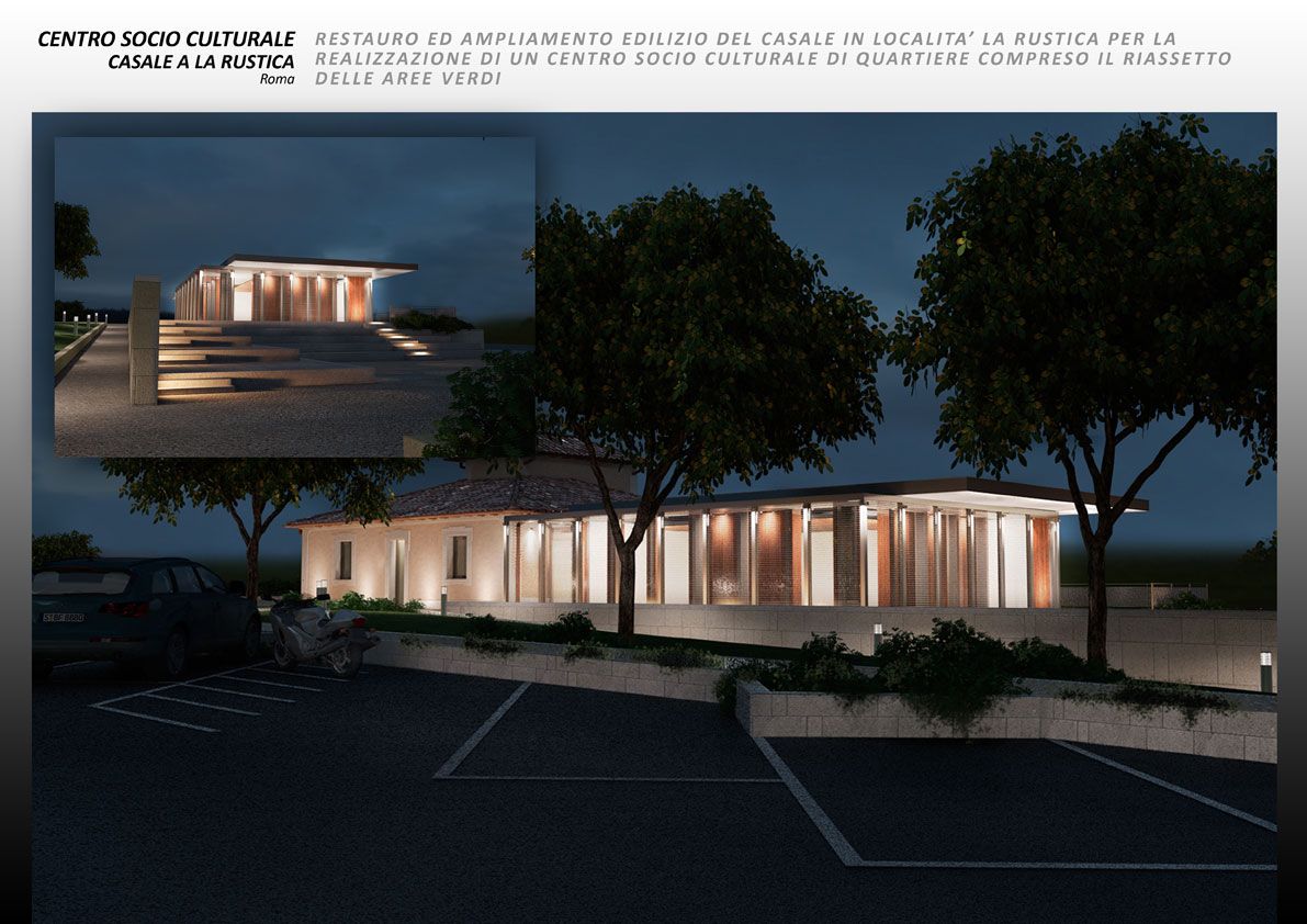 Centro socio culturale, casale a La Rustica. Roma – Studio Strati